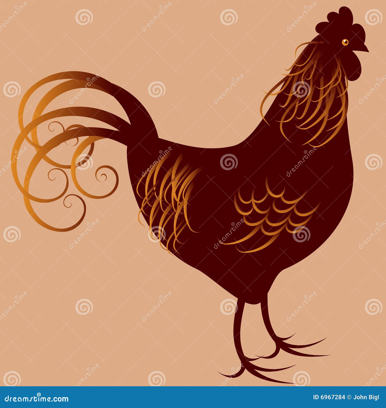Stylized bird - Rooster stock vector. Illustration of spiral - 6967284