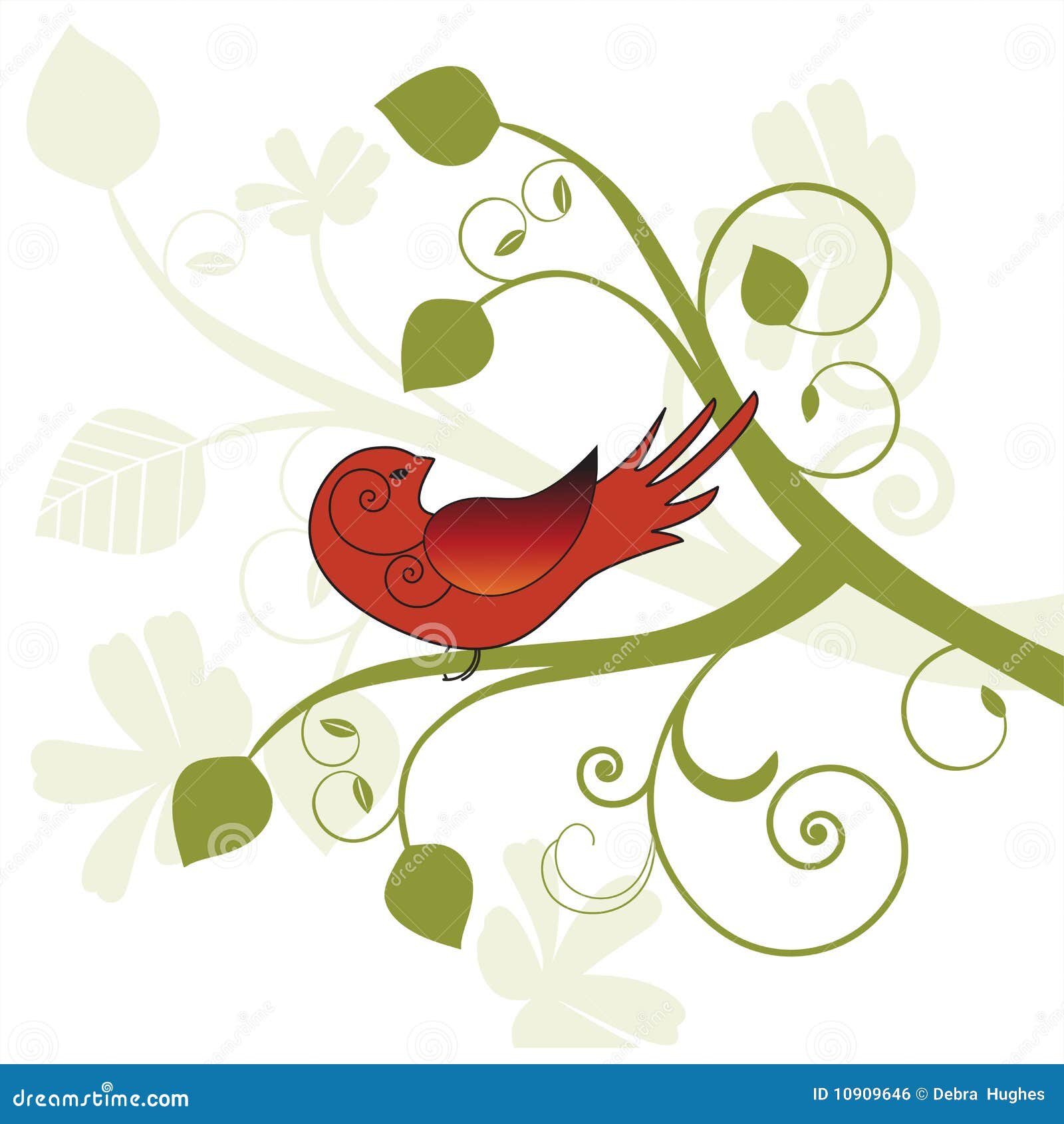 Stylized bird in a tree stock vector. Illustration of curl - 10909646