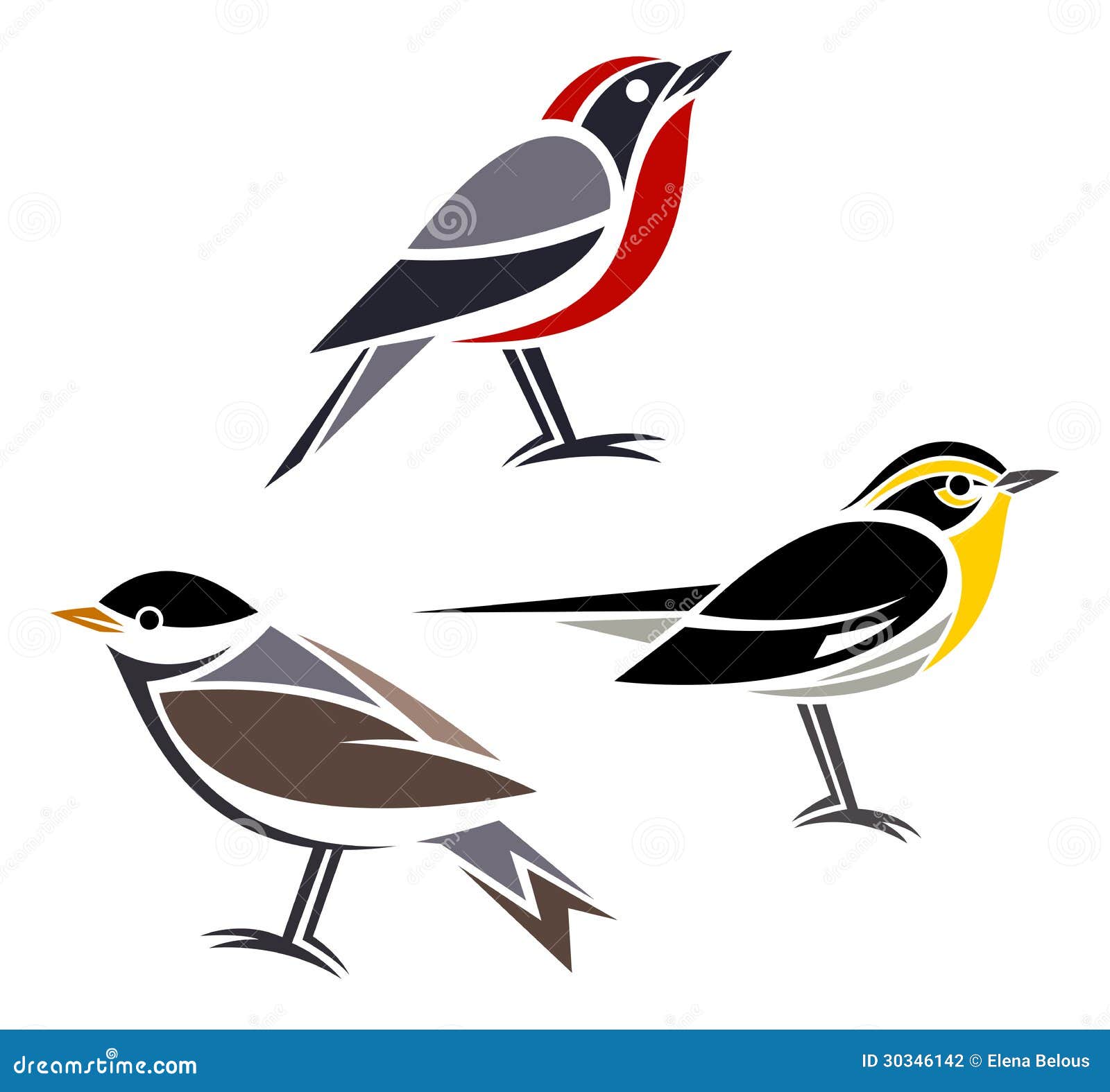 Stylized birds stock vector. Illustration of design, nature - 30346142