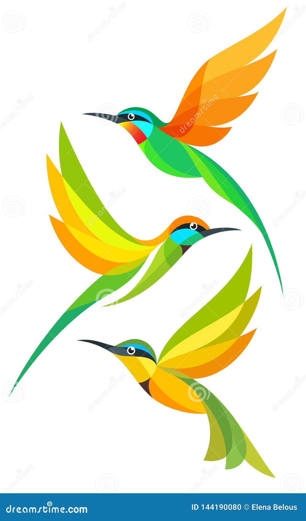 Stylized Birds in flight stock vector. Illustration of graphic - 144190080