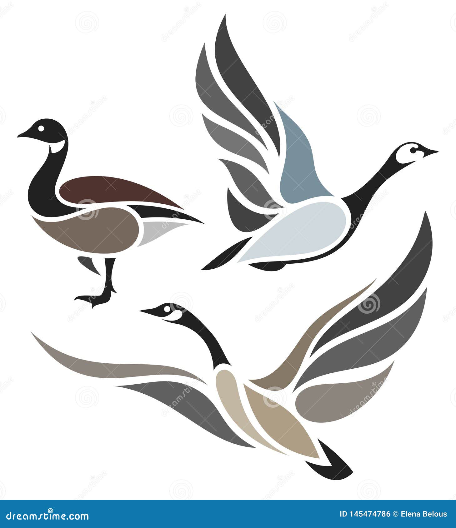 Stylized Birds - Wild Geese Stock Vector - Illustration of graphic ...