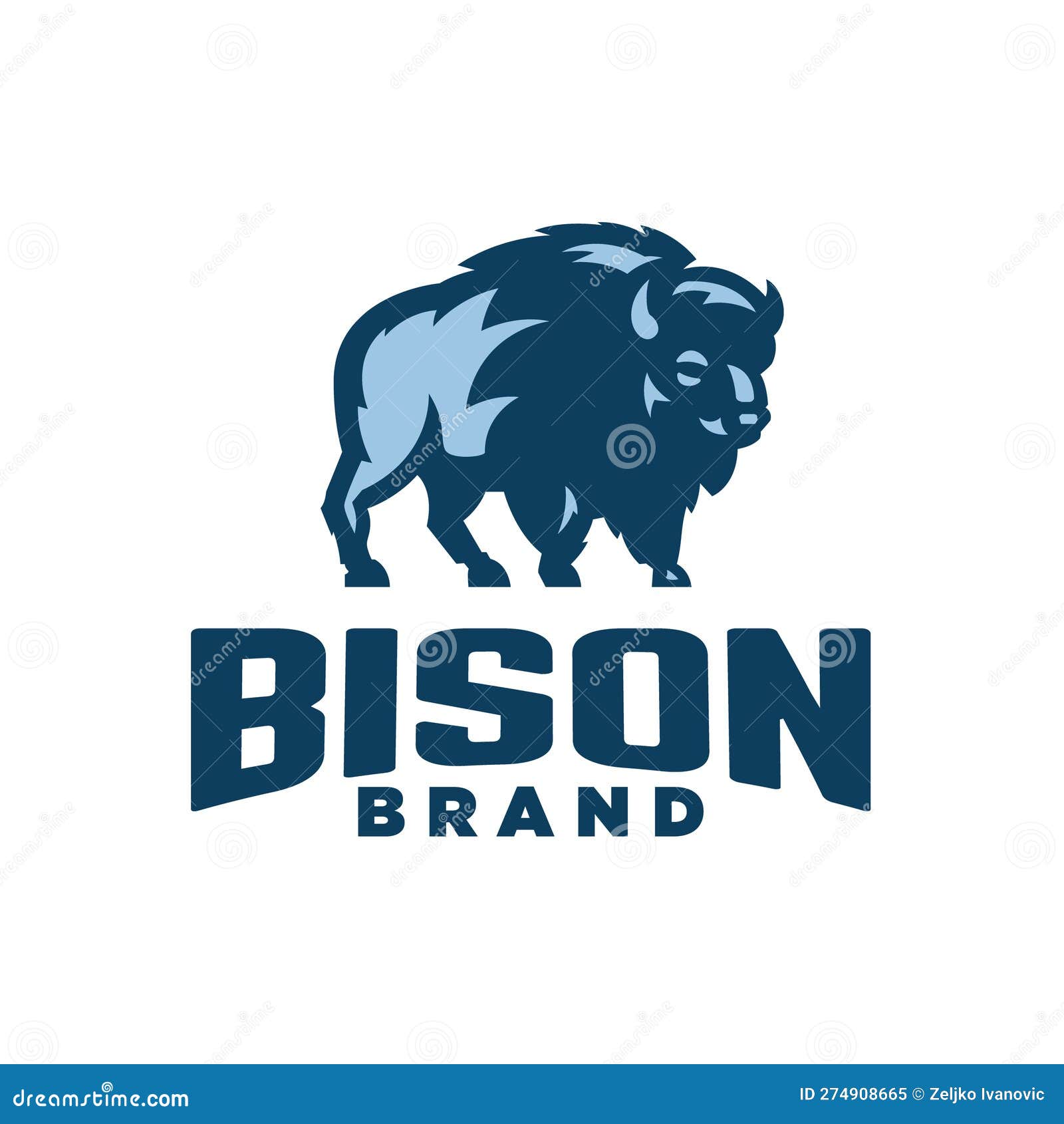 Bison Vector Illustration Isolated On White Background. Portrait Of ...