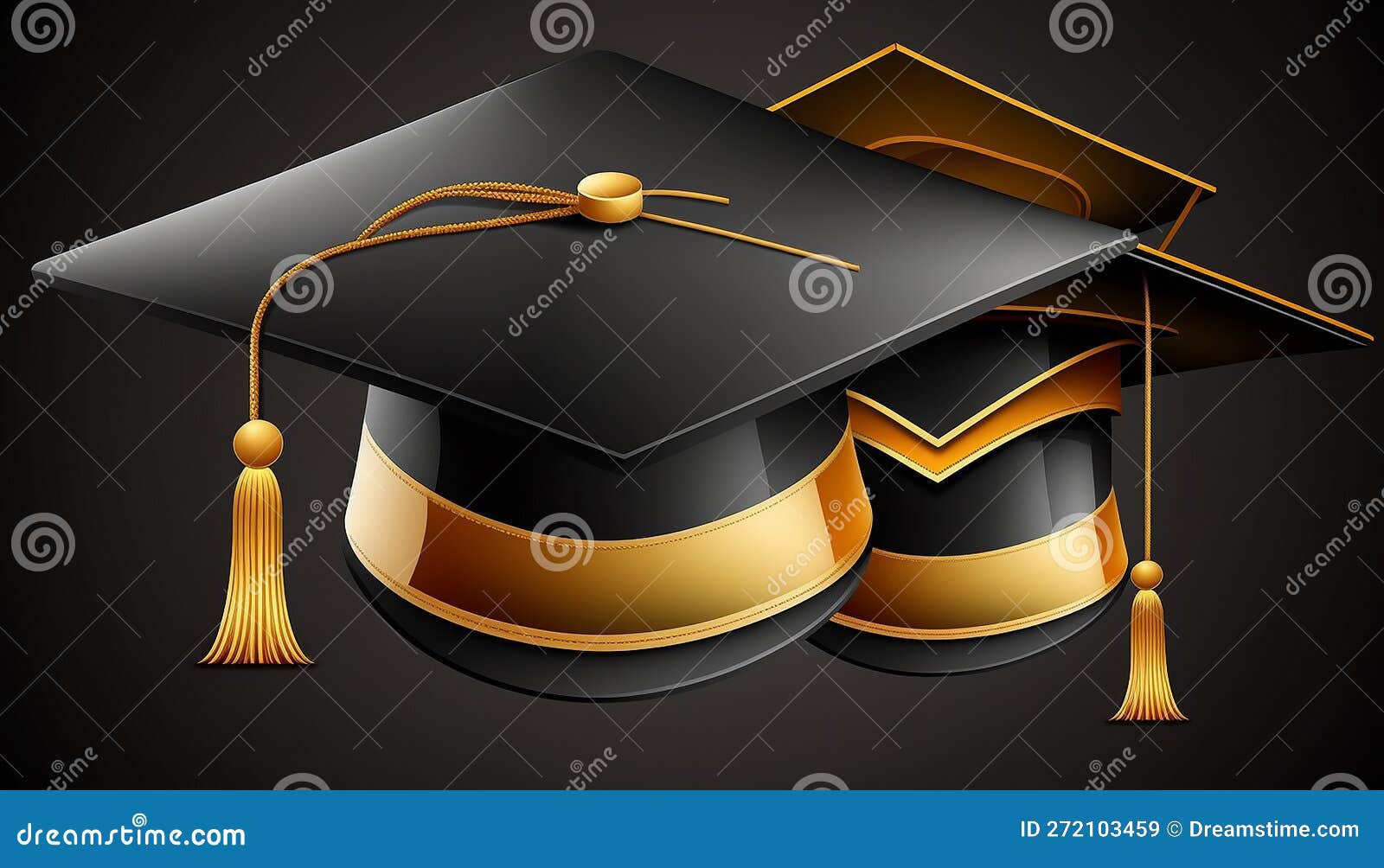 Stylized Black Graduation Caps. Generative AI Stock Illustration ...