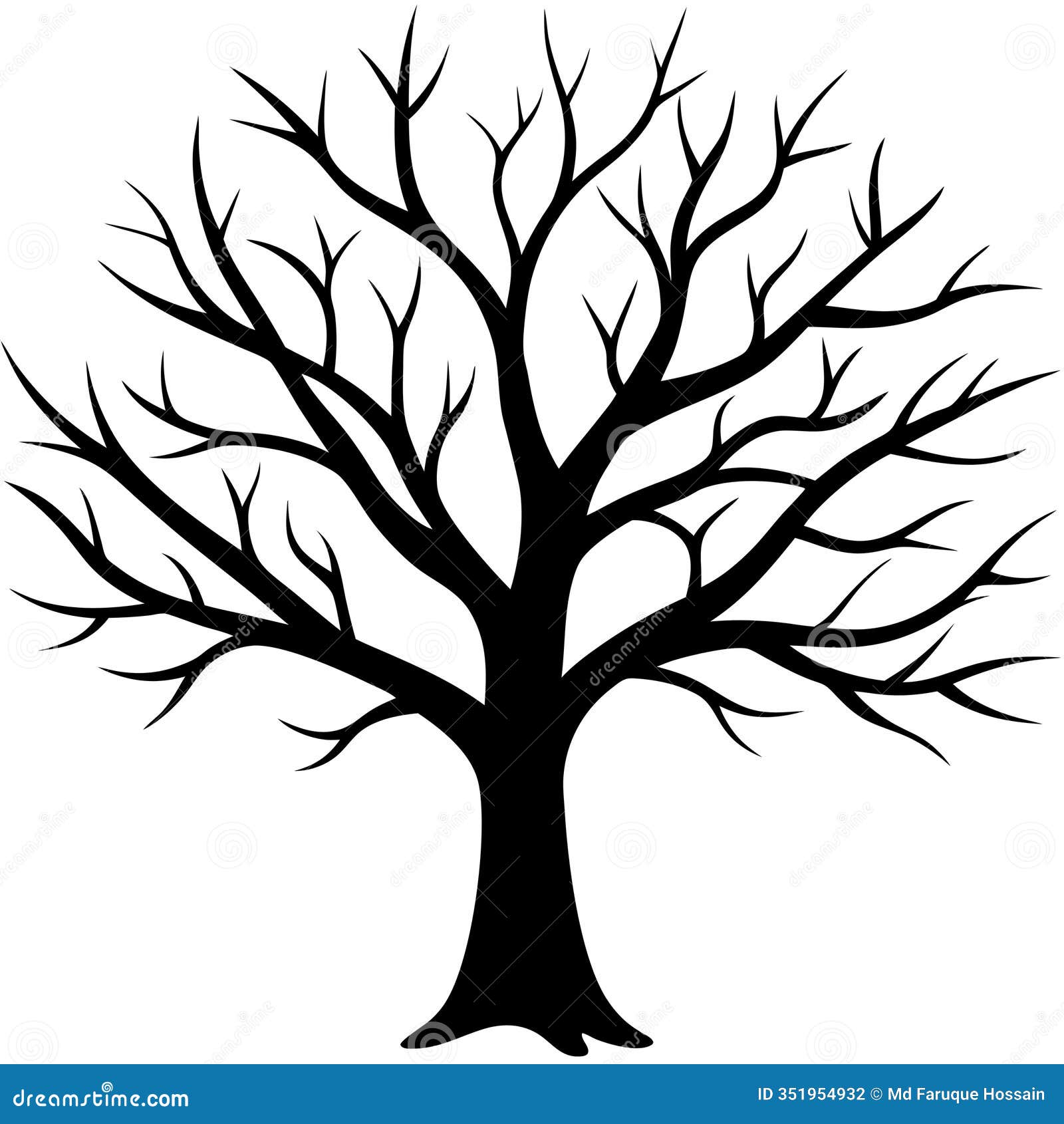 Stylized Black Tree with Bare Branches Stock Vector - Illustration of ...