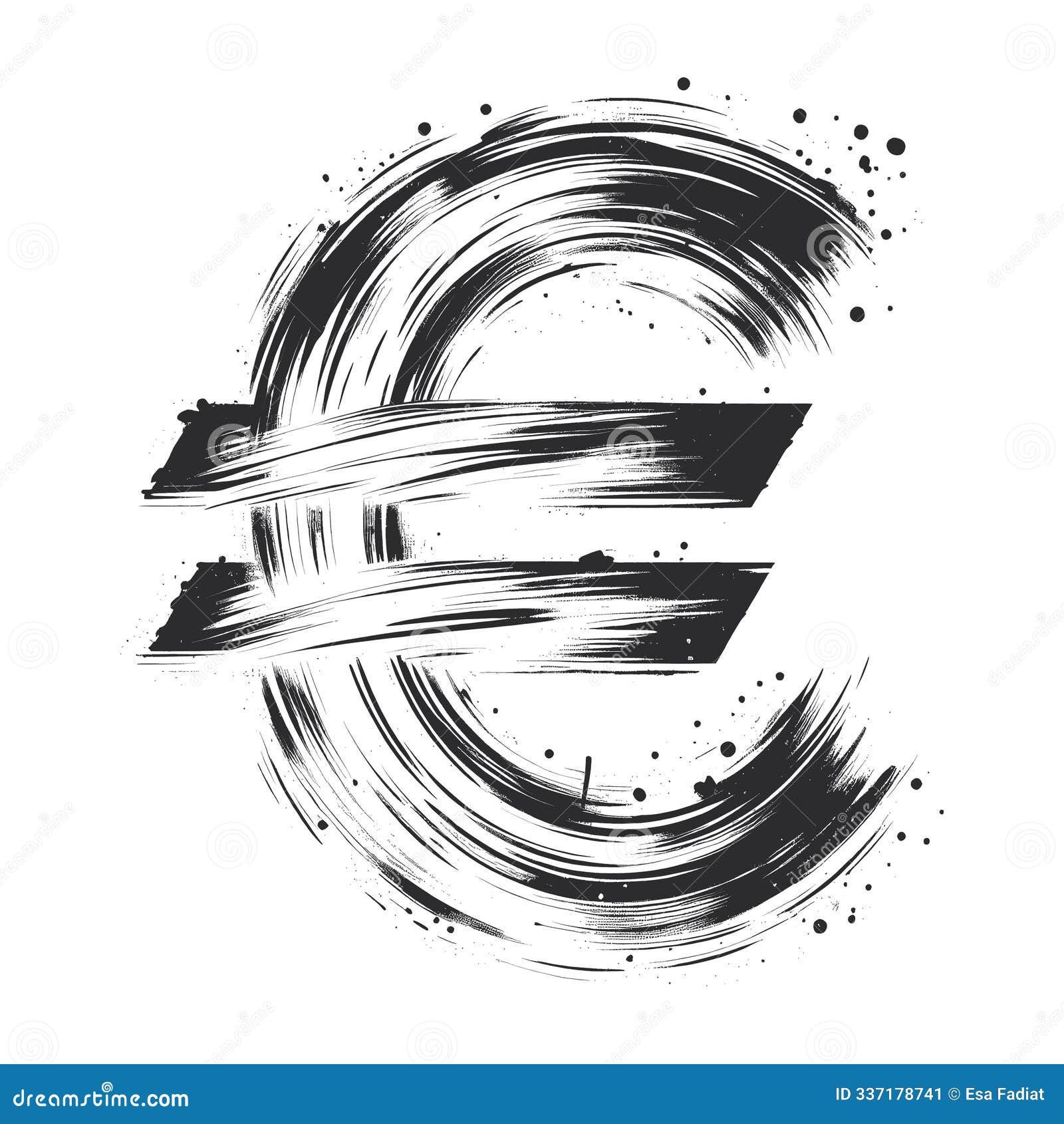 A Stylized Black and White Euro Sign, Rendered in a Bold, Abstract ...