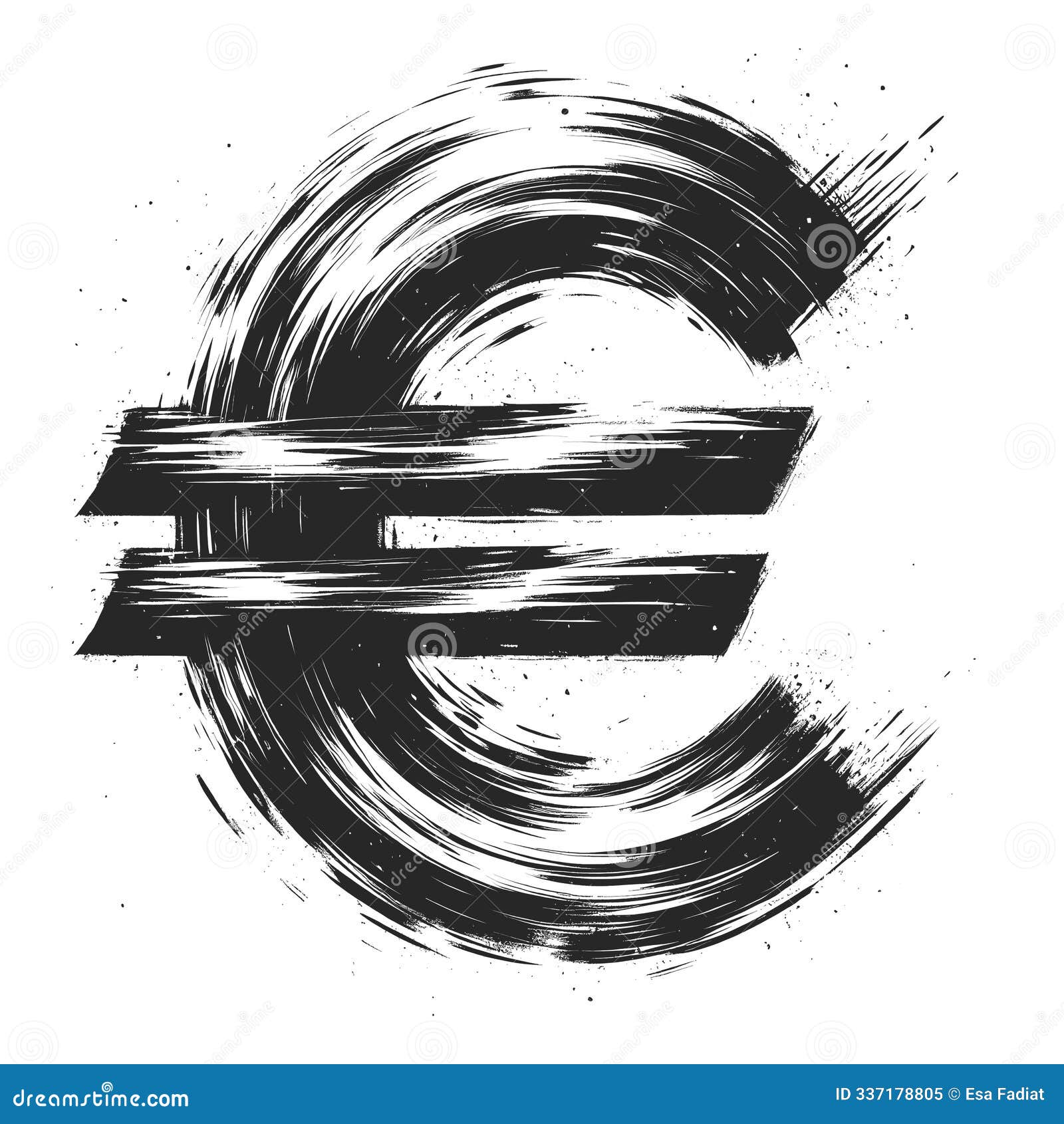 A Stylized Black and White Euro Sign, Rendered in a Bold, Abstract ...
