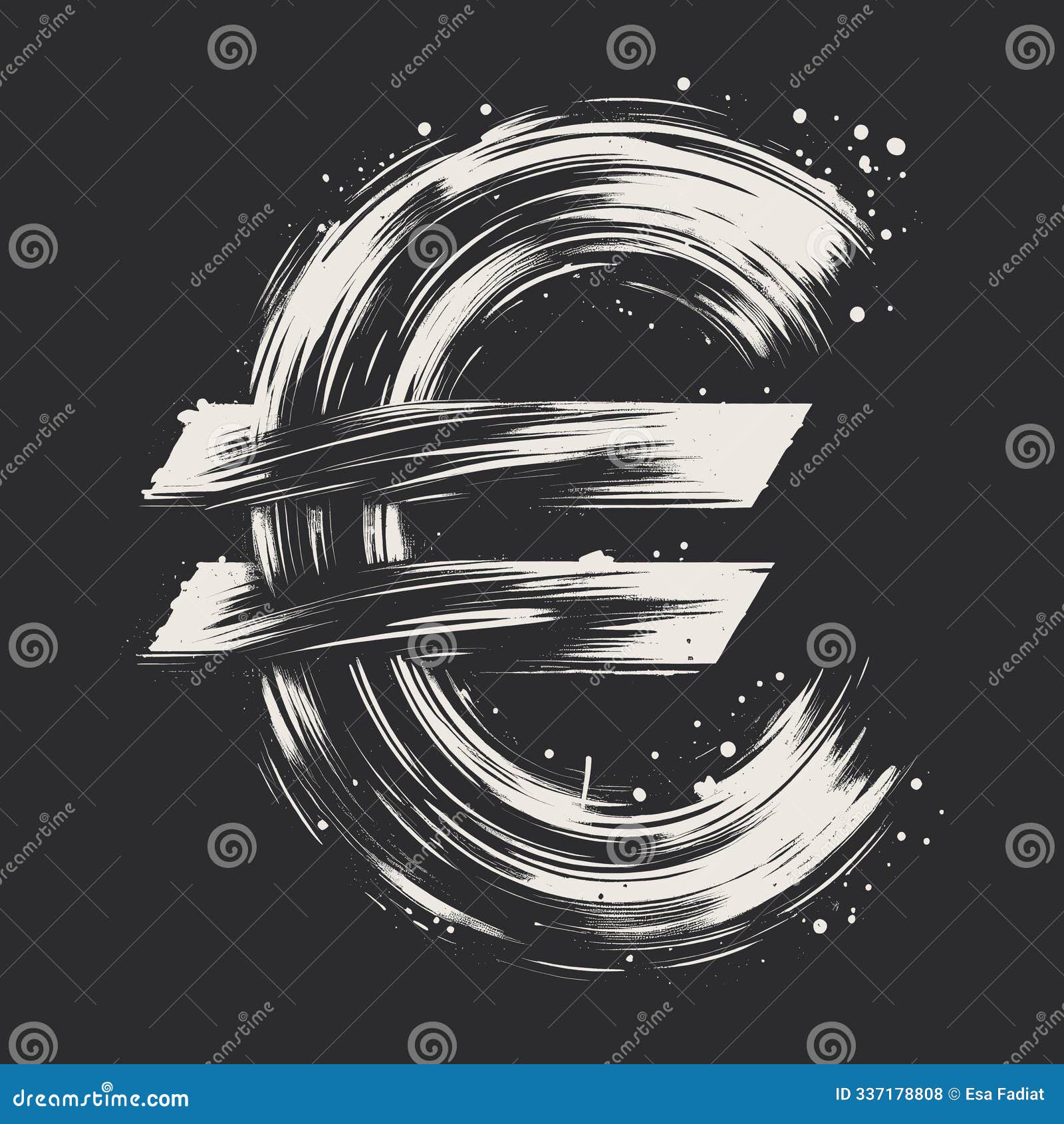 A Stylized Black and White Euro Sign, Rendered in a Bold, Abstract ...