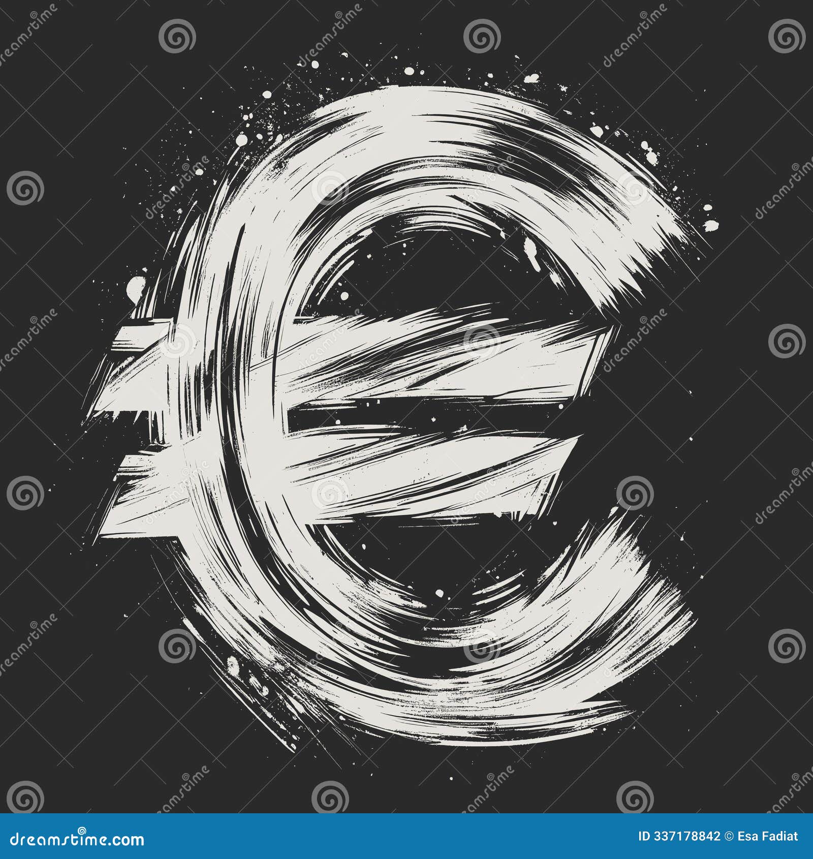 A Stylized Black and White Euro Sign, Rendered in a Bold, Abstract ...