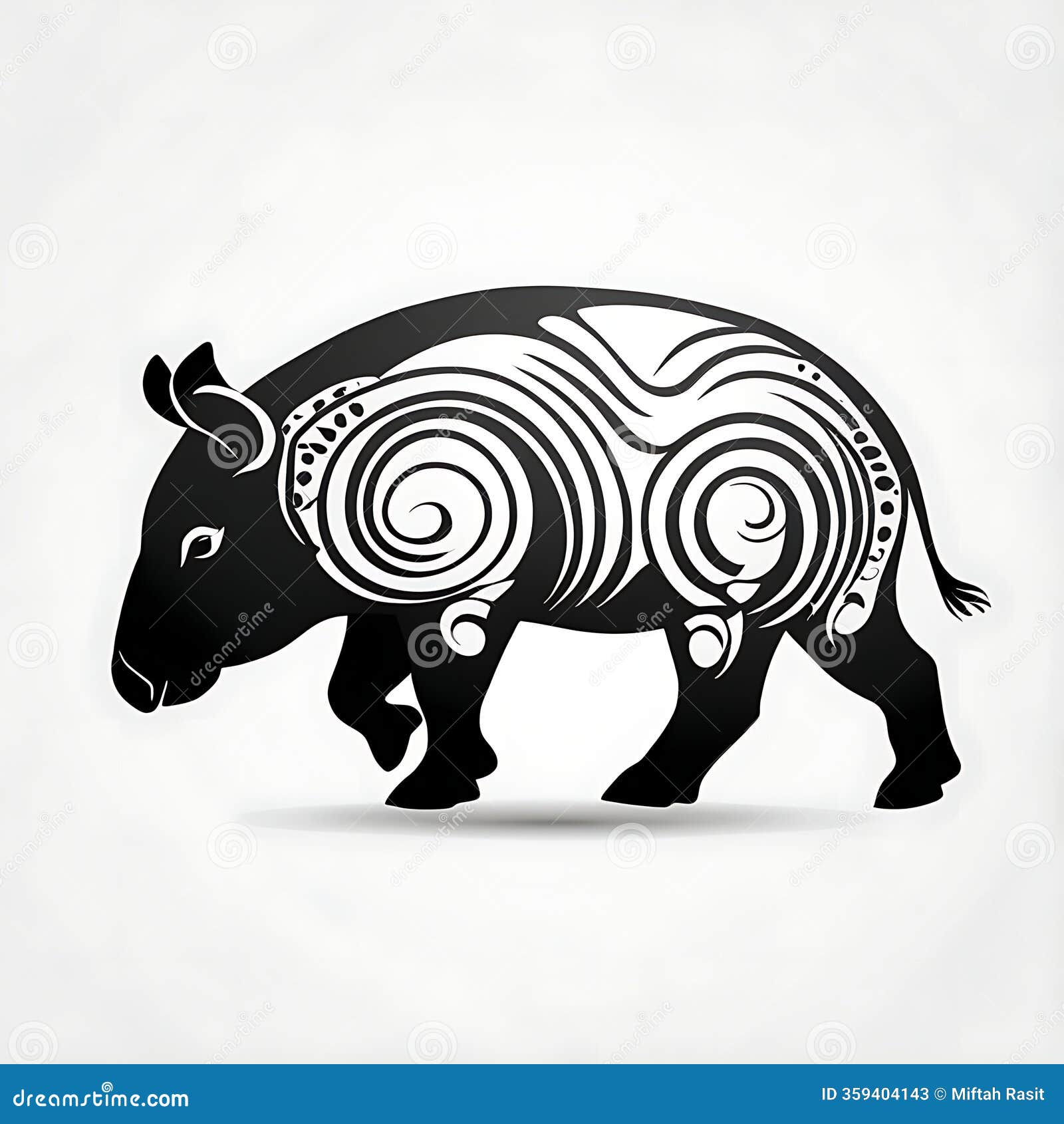 Stylized Black and White Boar Design Illustration Stock Illustration ...