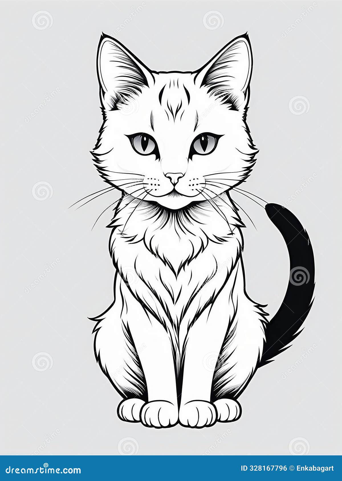Stylized Black and White Illustration of a Cat Stock Illustration ...