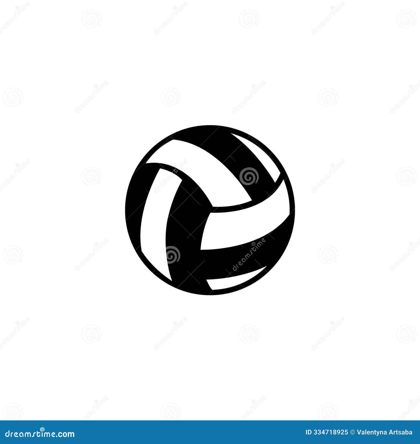 Stylized Black and White Vector Icon Representing a Volleyball Ball ...