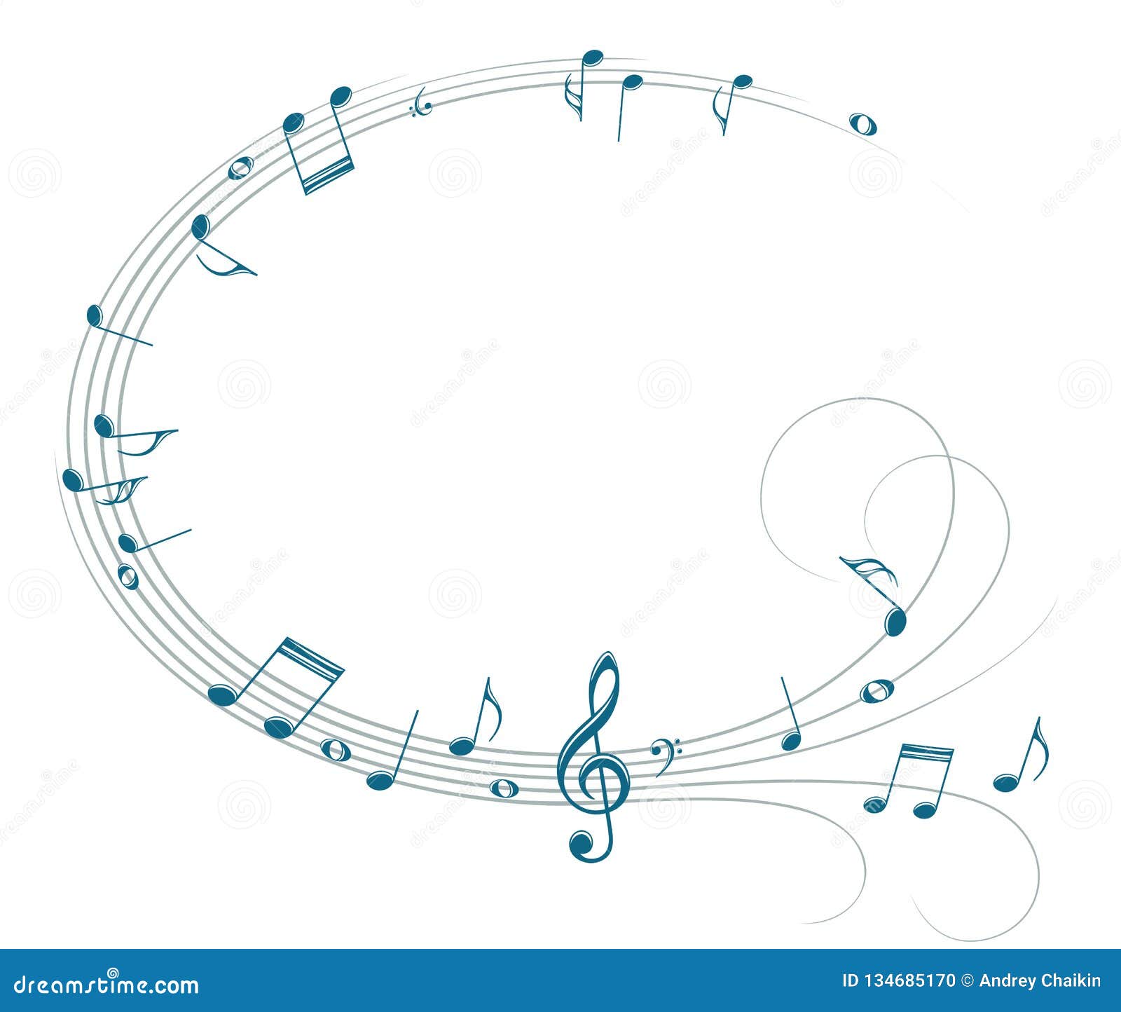 Frame with music notes. stock vector. Illustration of note - 134685170