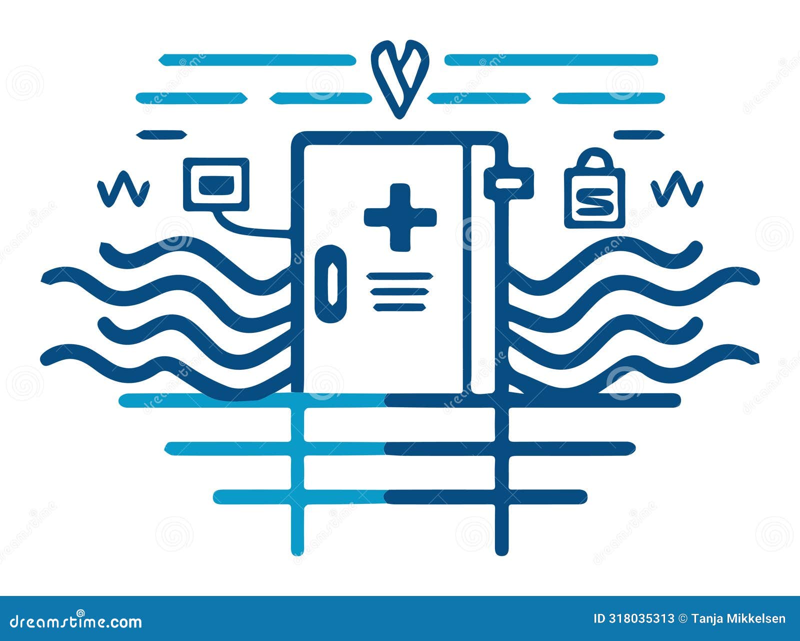 Blue Medical Icon Set with Waves Stock Vector - Illustration of ...