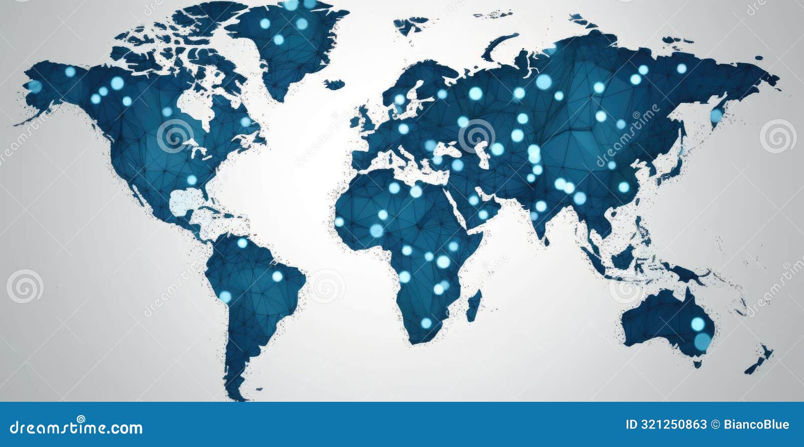 Stylized Blue Network Connections on World Map Background ...