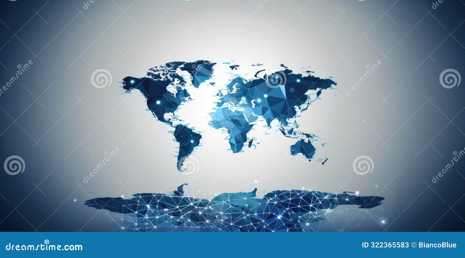 Stylized Blue Network Connections on World Map Background ...