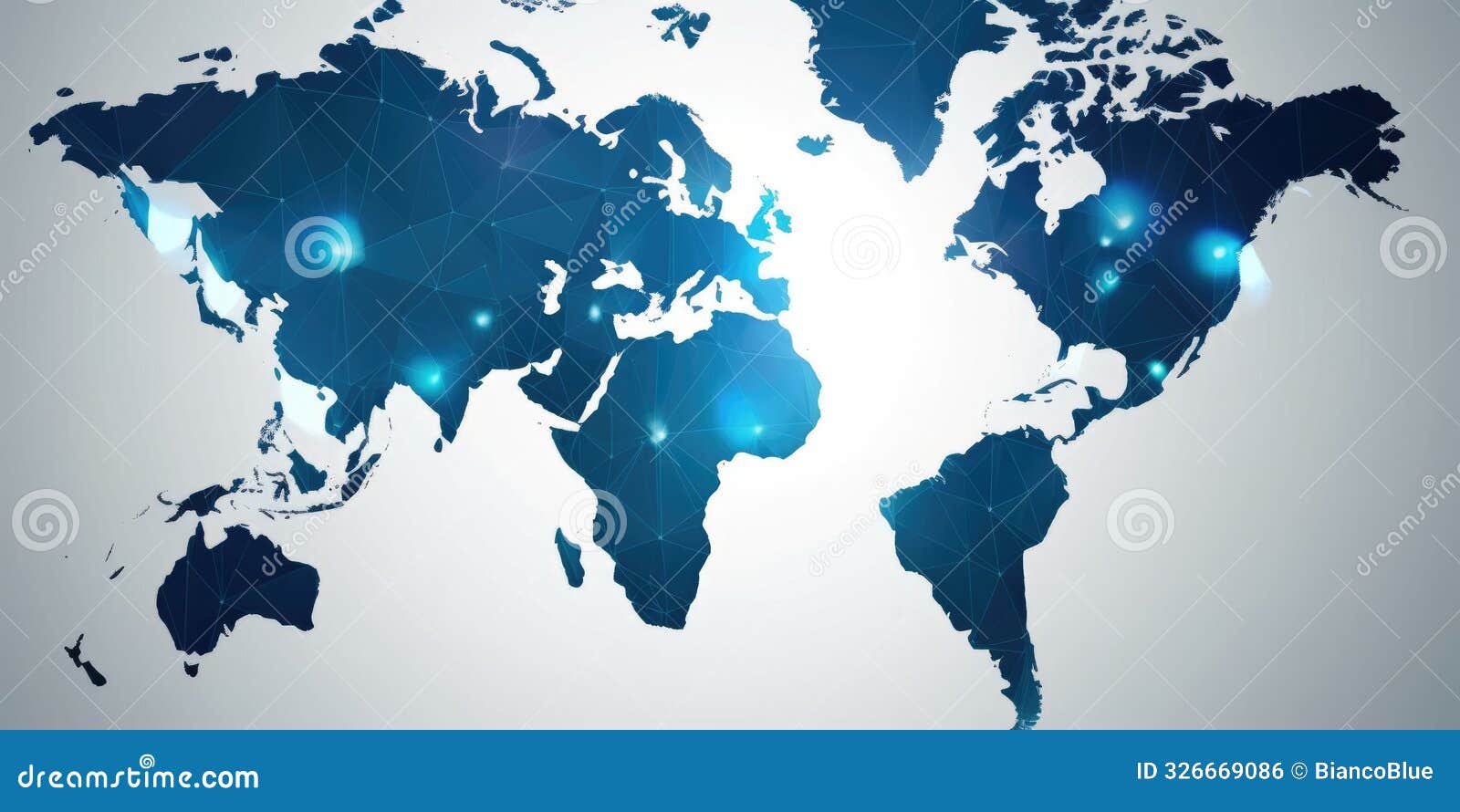 Stylized Blue Network Connections on World Map Background ...