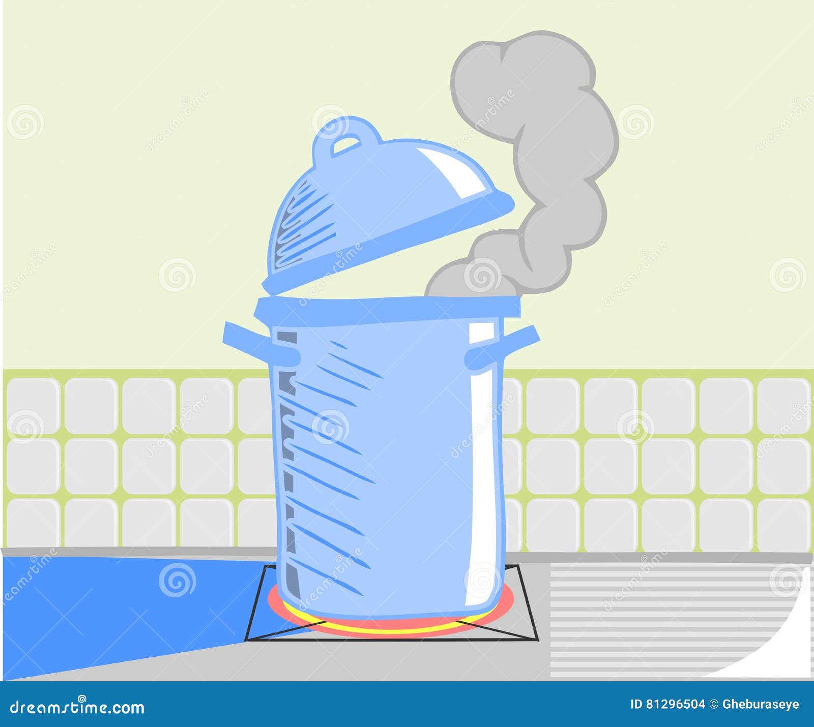 Stylized blue Pot on fire stock vector. Illustration of background ...