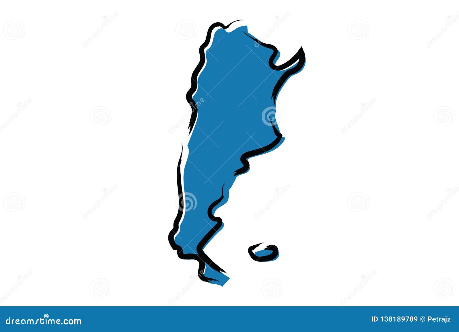 Stylized Blue Sketch Map Of Argentina Cartoon Vector | CartoonDealer ...