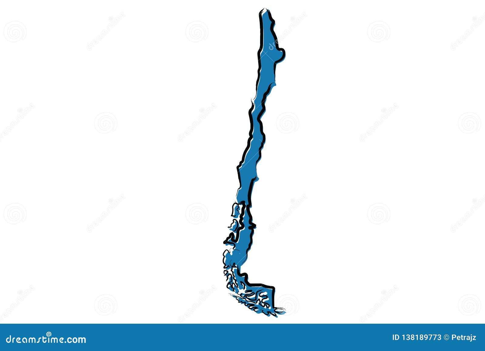 Stylized Blue Sketch Map of Chile Stock Vector - Illustration of design ...