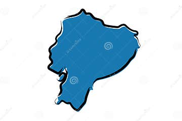 Stylized Blue Sketch Map of Ecuador Stock Vector - Illustration of ...