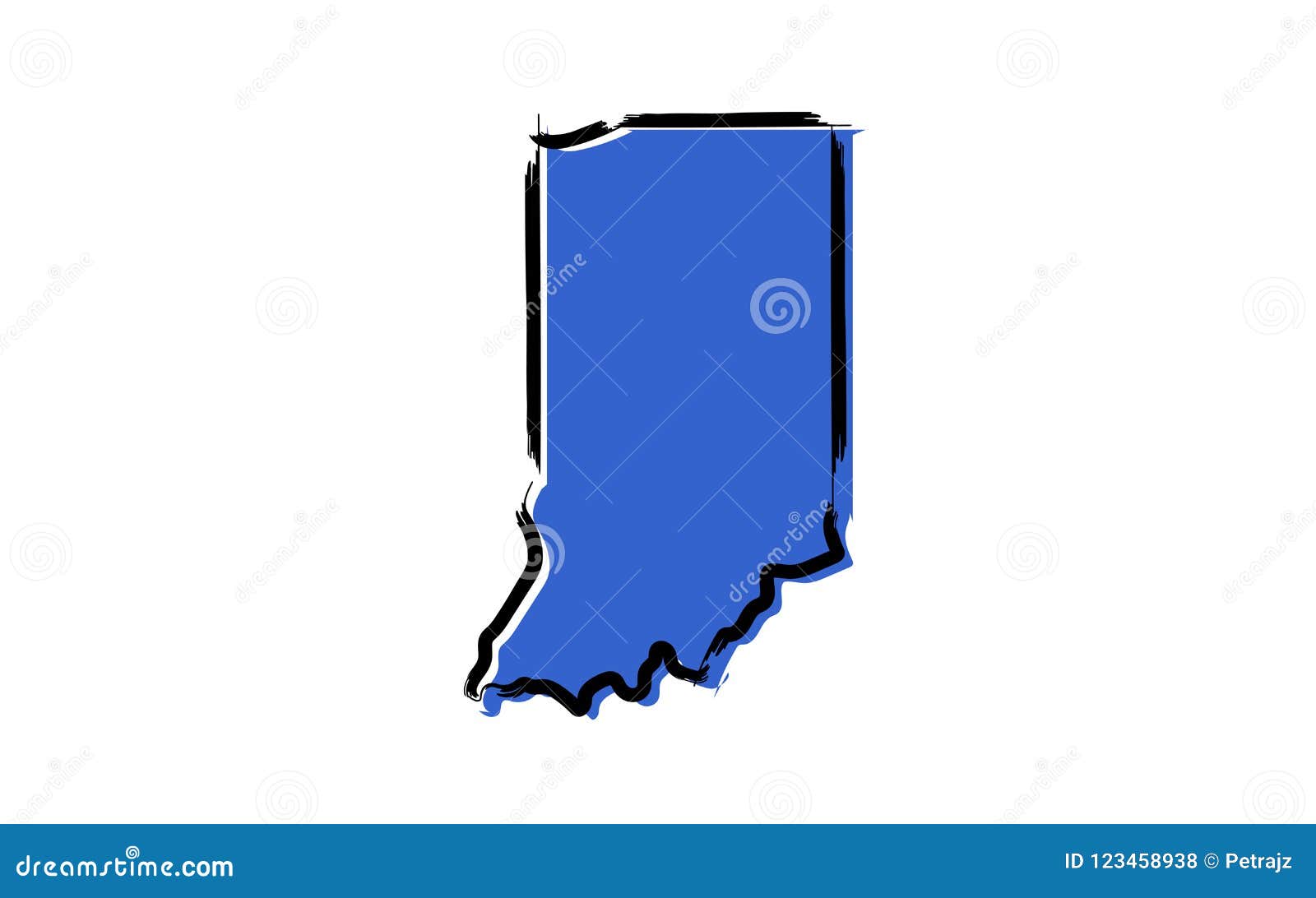Stylized Blue Sketch Map of Indiana Stock Vector - Illustration of ...
