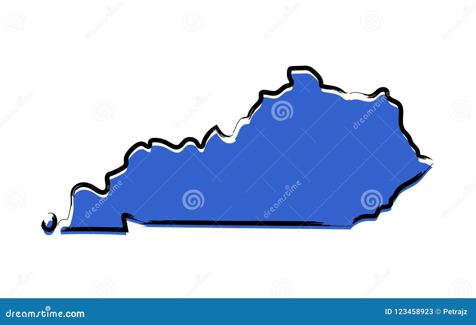 Stylized Blue Sketch Map of Kentucky Stock Vector - Illustration of ...