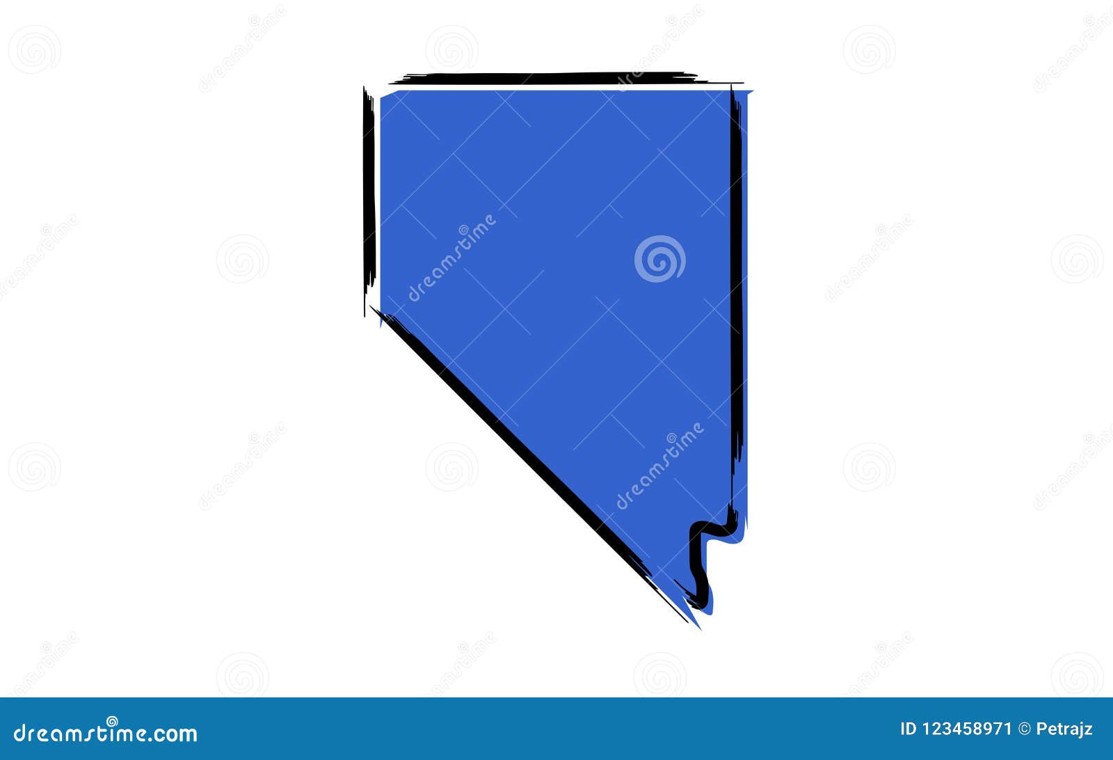 Stylized Blue Sketch Map of Nevada Stock Vector - Illustration of ...