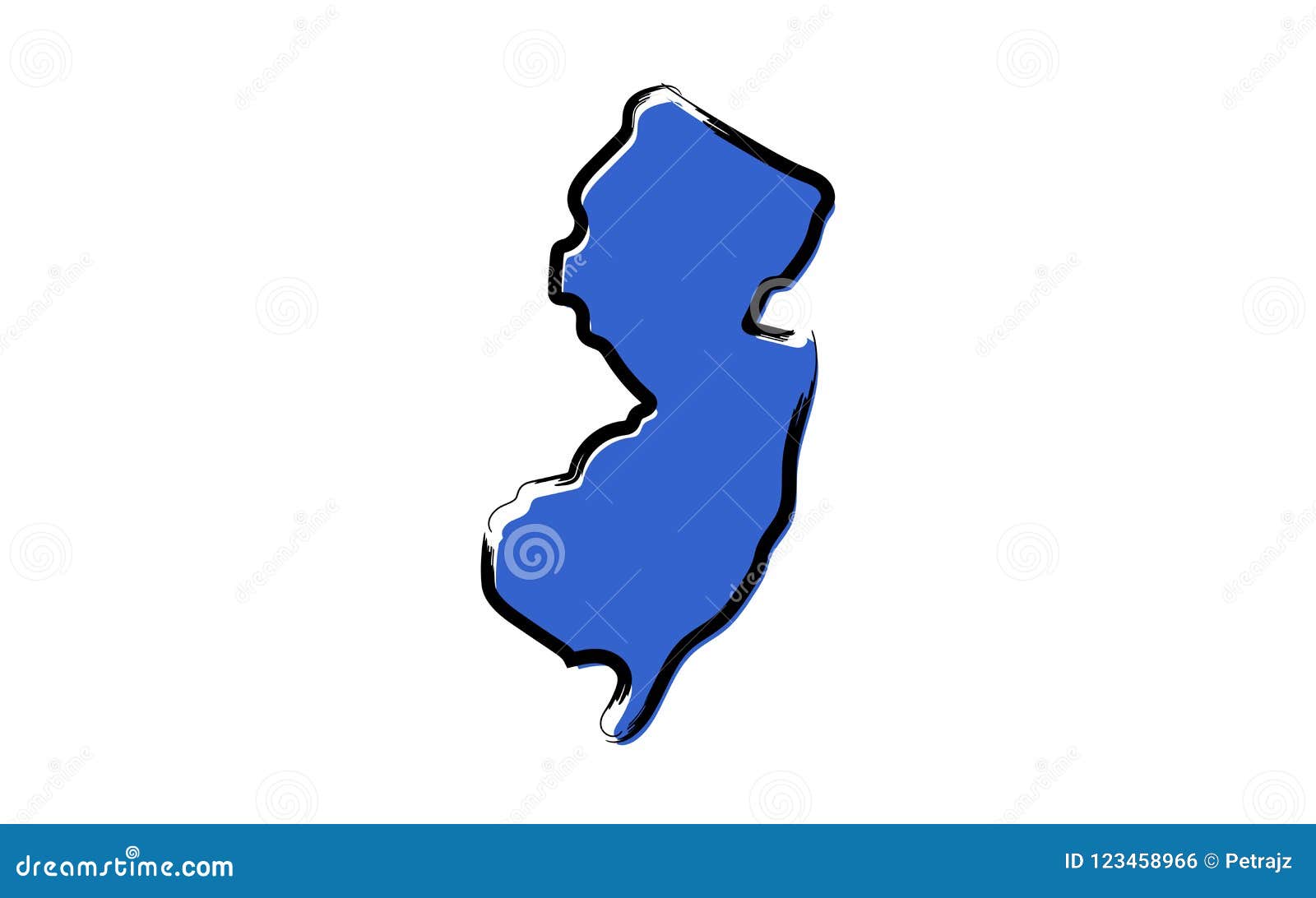 Stylized Blue Sketch Map of New Jersey Stock Vector - Illustration of ...