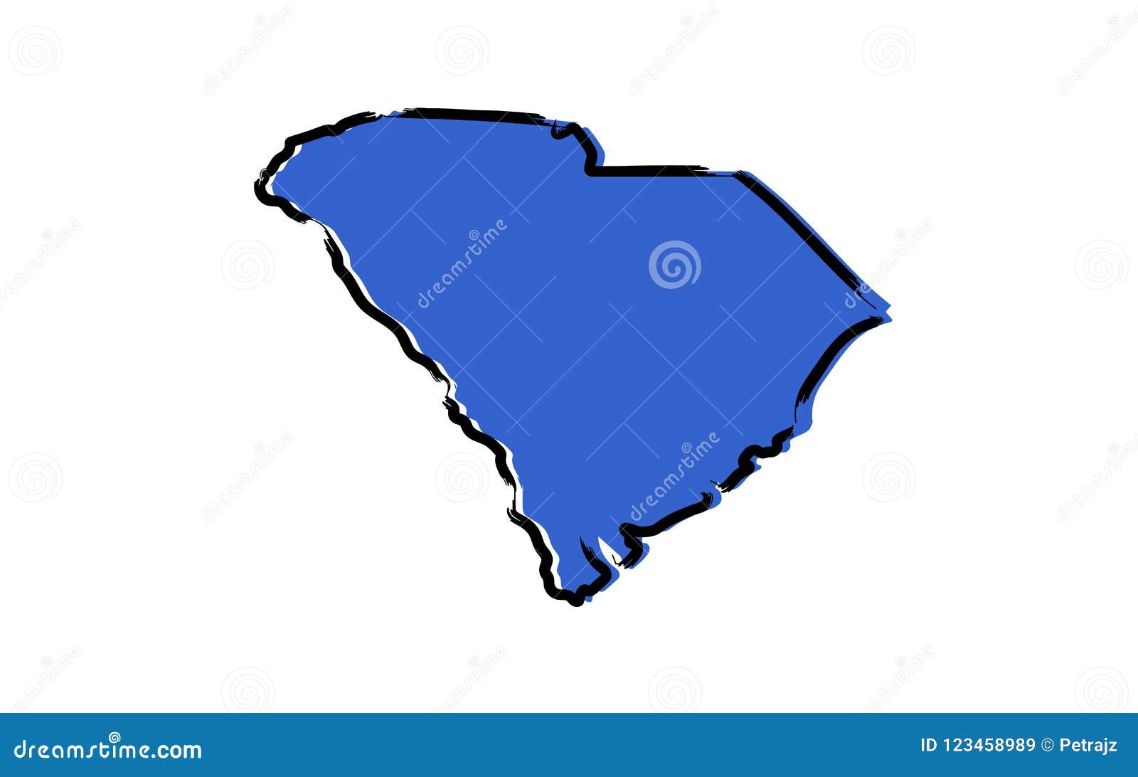 Stylized Blue Sketch Map Of Wisconsin Cartoon Vector | CartoonDealer ...