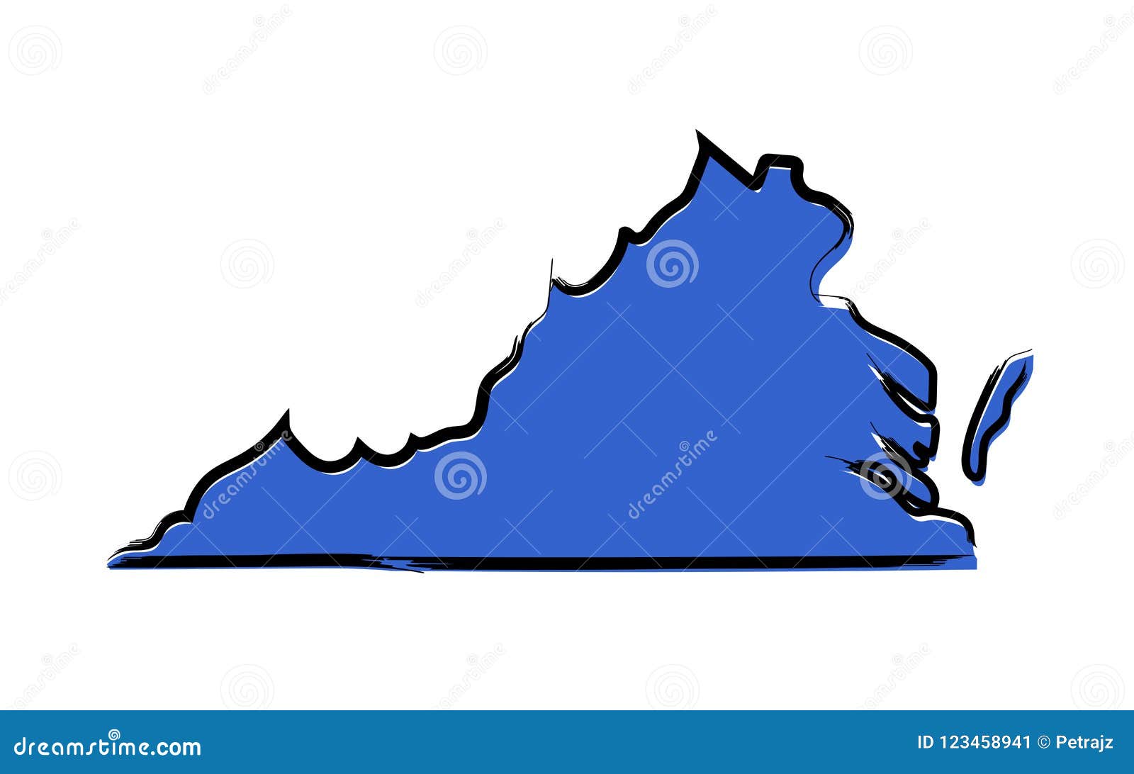 Stylized Blue Sketch Map of Virginia Stock Vector - Illustration of ...