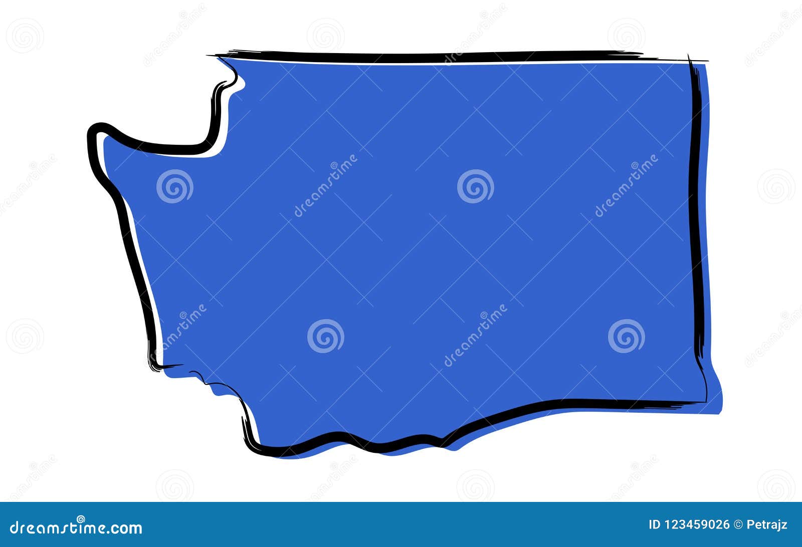 Stylized Blue Sketch Map of Washington Stock Vector - Illustration of ...
