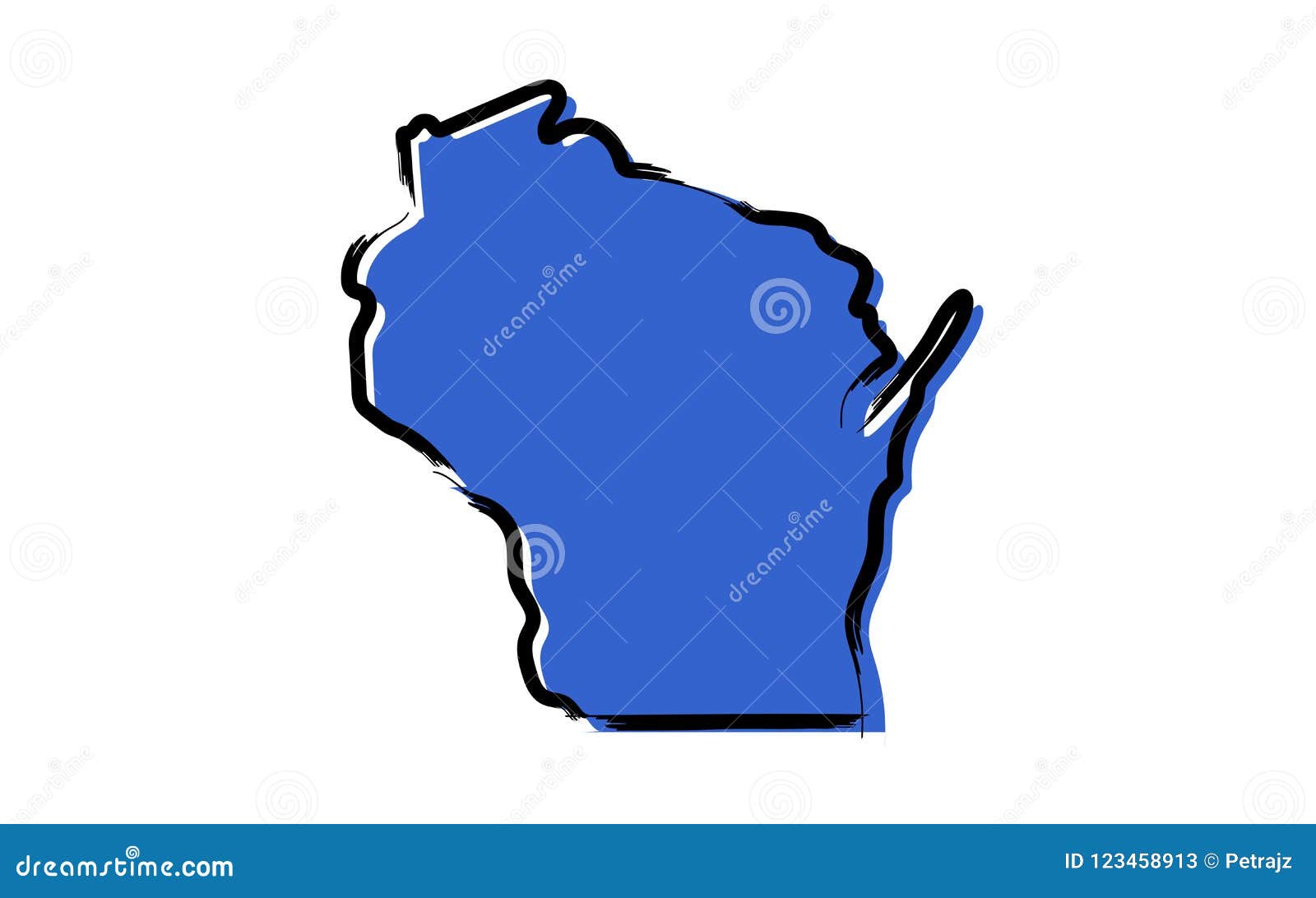Stylized Blue Sketch Map of Wisconsin Stock Vector - Illustration of ...
