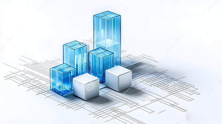 Stylized Blue and White Bar Graph Representation Stock Illustration ...