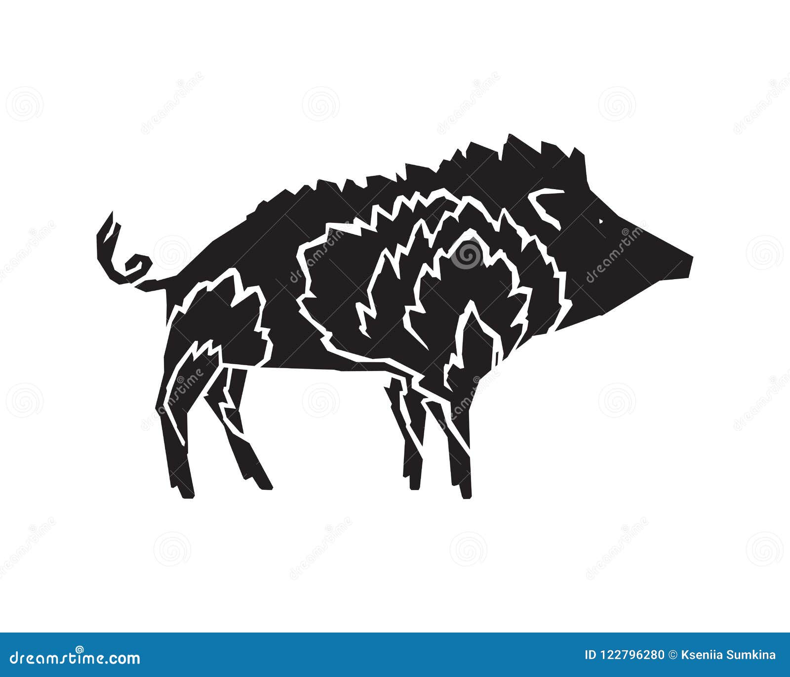 Stylized Boar Illustration With Fire Pattern. | CartoonDealer.com ...
