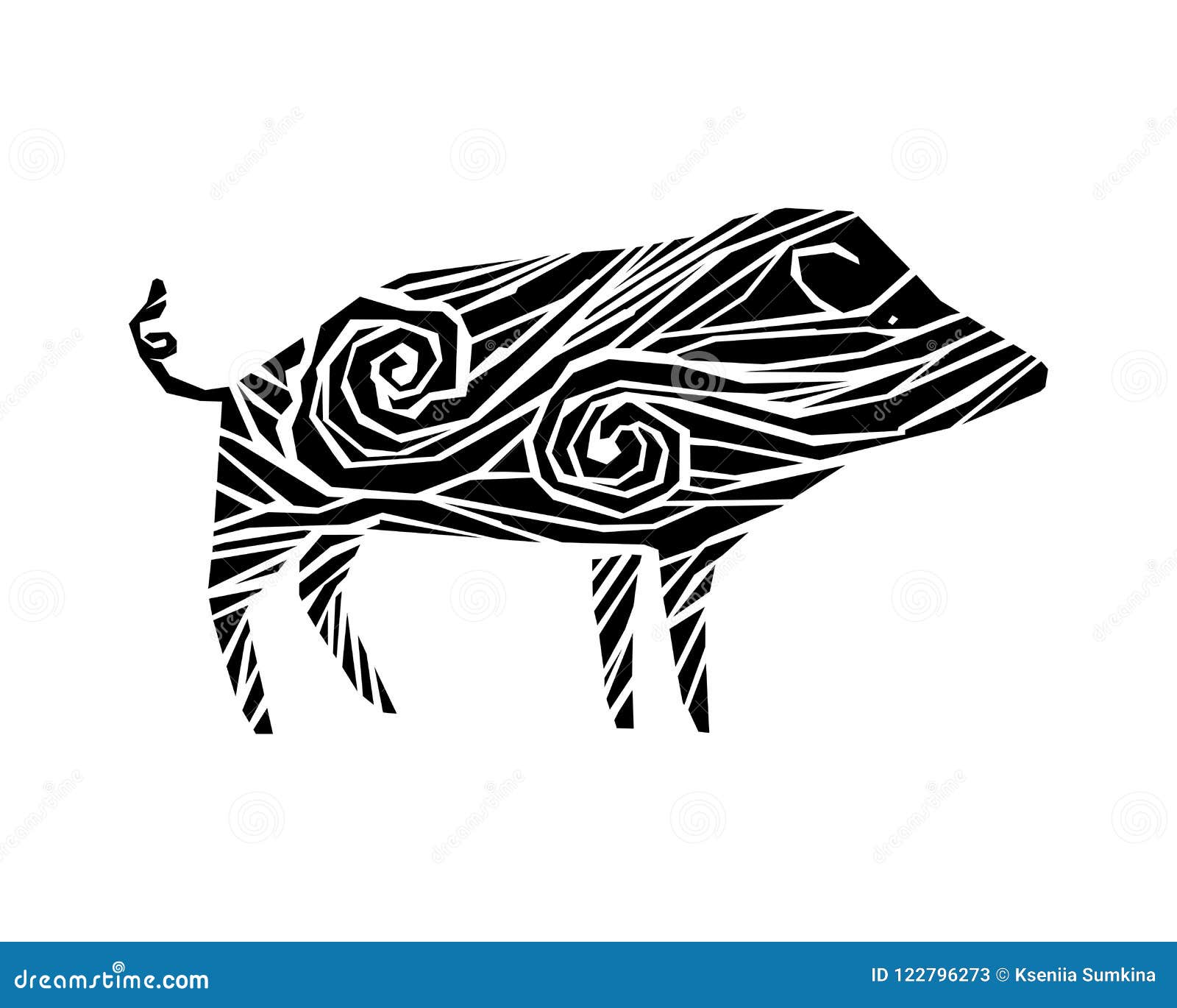 Stylized Boar Illustration With Fire Pattern. | CartoonDealer.com ...