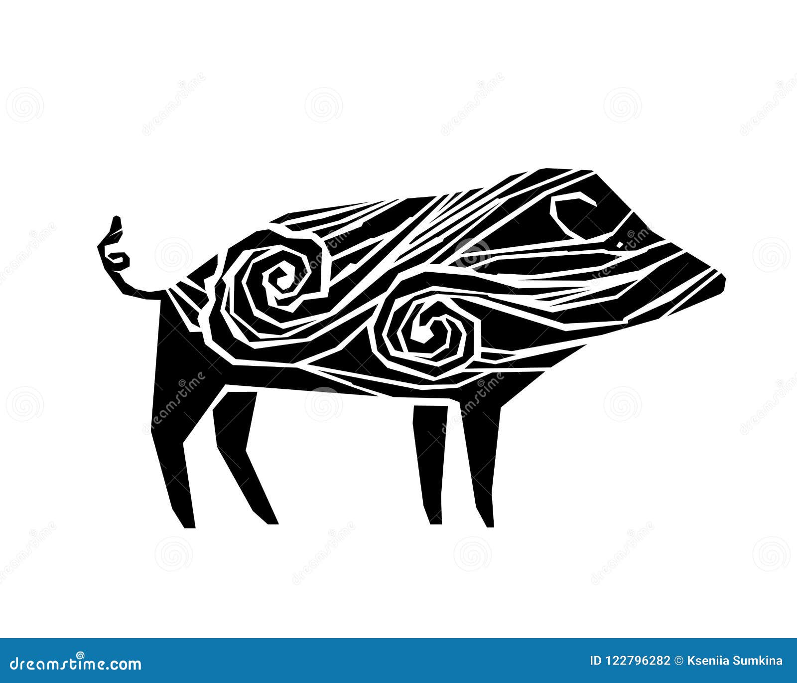 Stylized Boar Illustration With Fire Pattern. | CartoonDealer.com ...