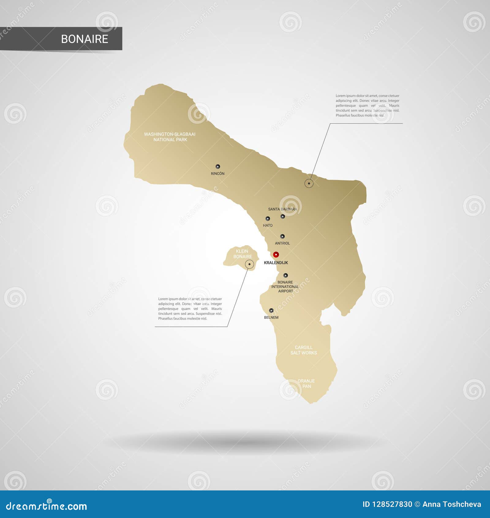 Stylized Bonaire Map Vector Illustration. Stock Vector - Illustration ...