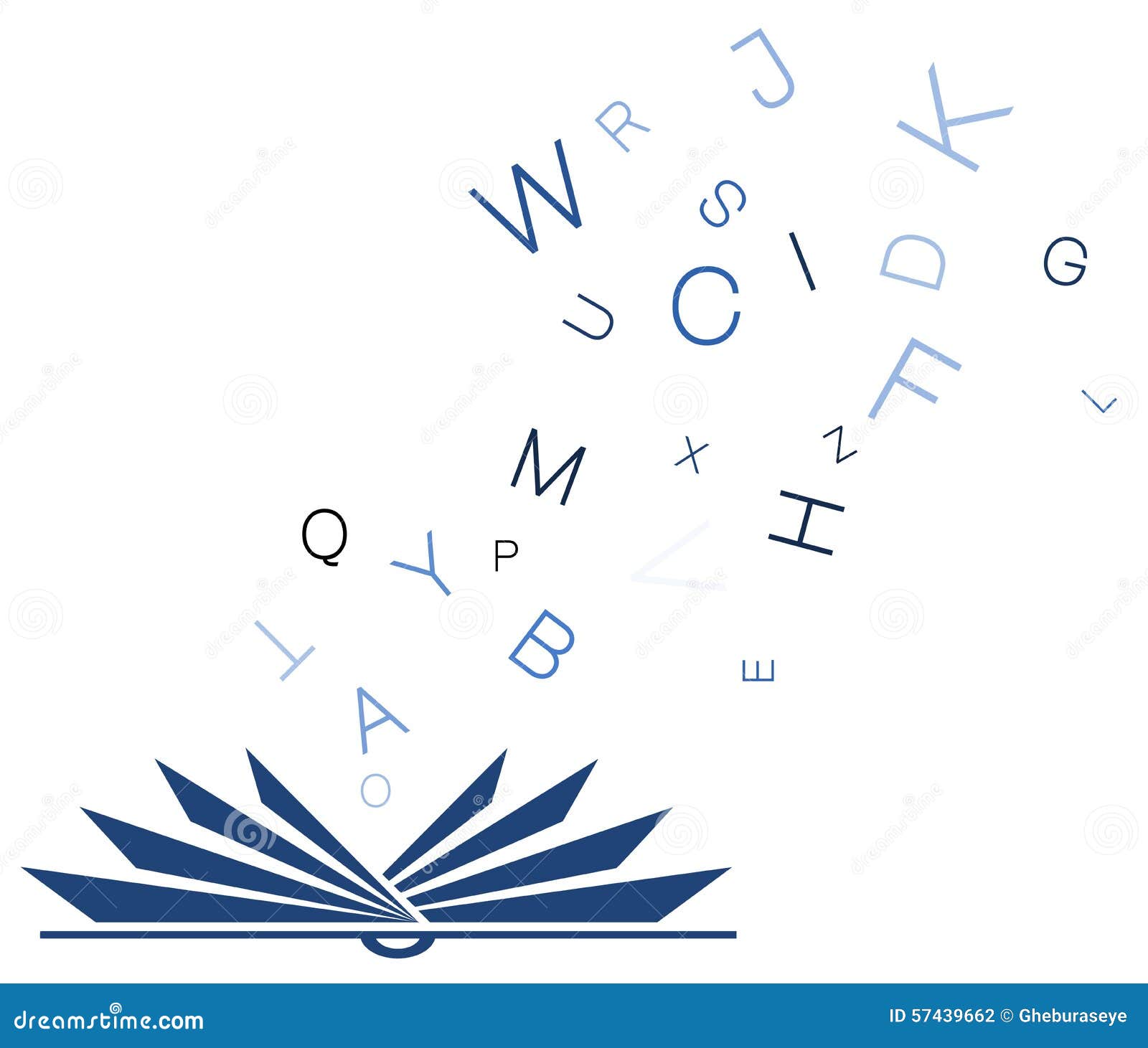 Stylized Book with Dancing Letters Isolated Stock Vector - Illustration ...