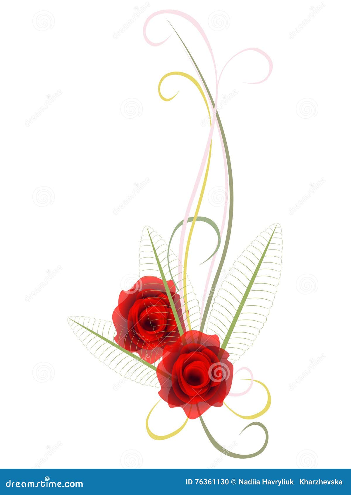 Stylized Bouquet of Red Roses. Stock Vector - Illustration of line ...