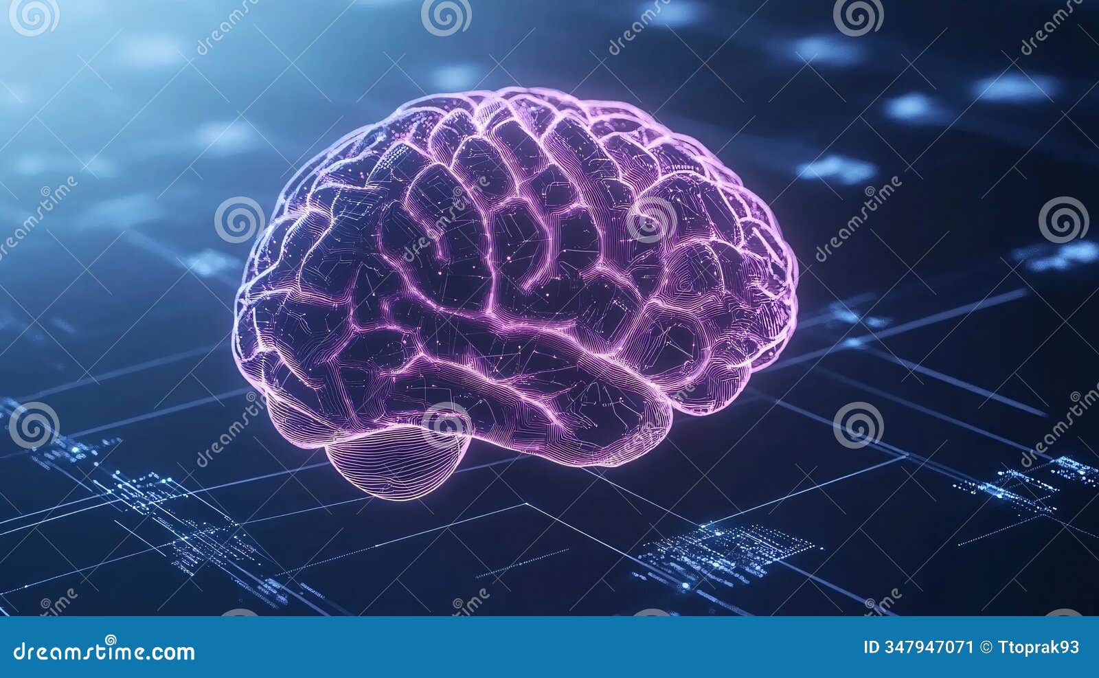 Stylized Brain Illustration Showcasing Neural Connections and Digital ...