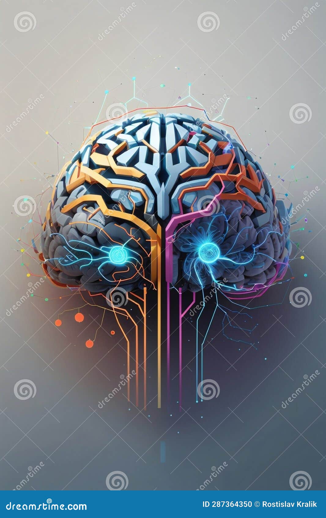 Stylized Brain Icon that S Surrounded by a Soft Glow Aura Stock ...