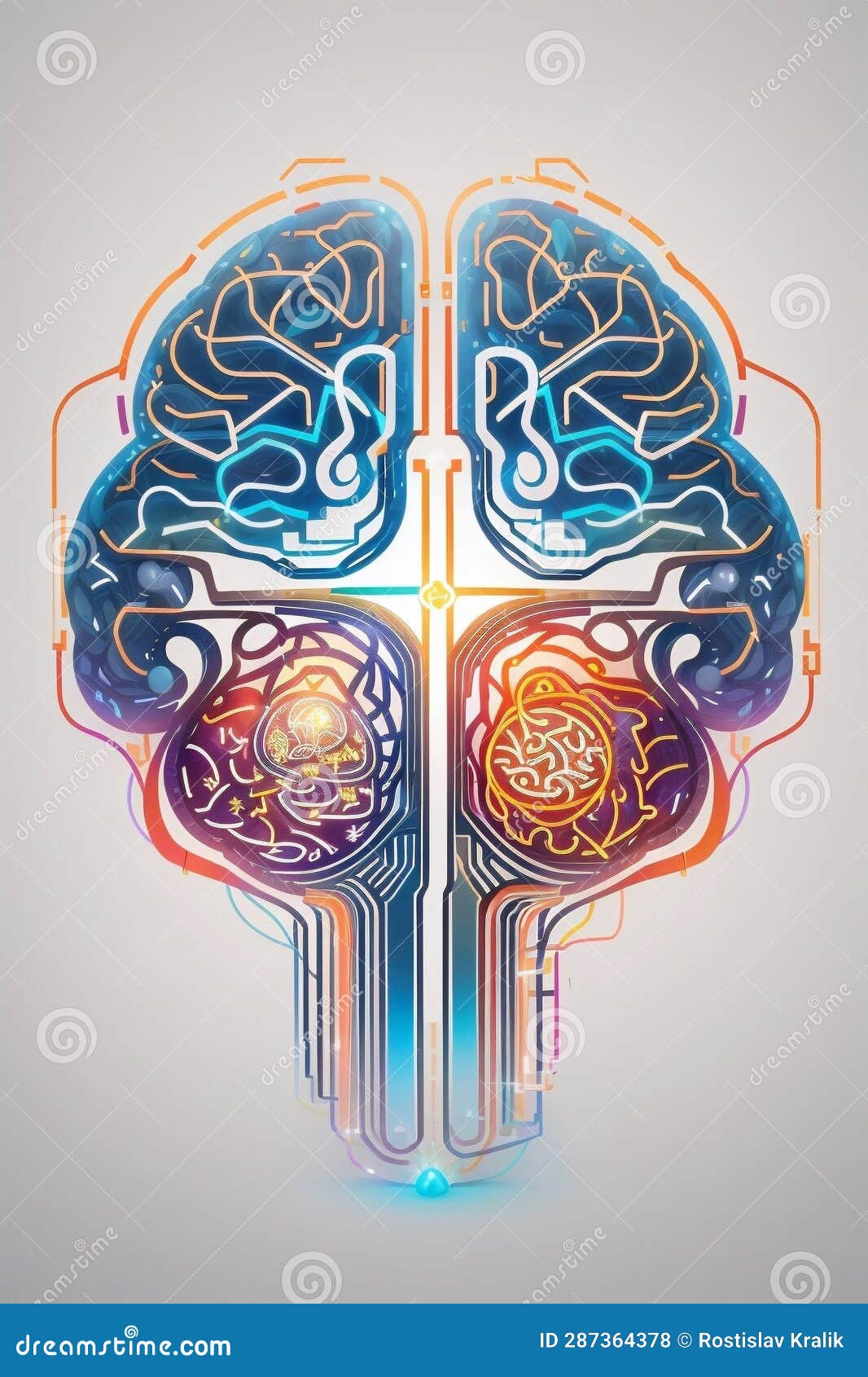 Stylized Brain Icon that S Surrounded by a Soft Glow Aura Stock ...