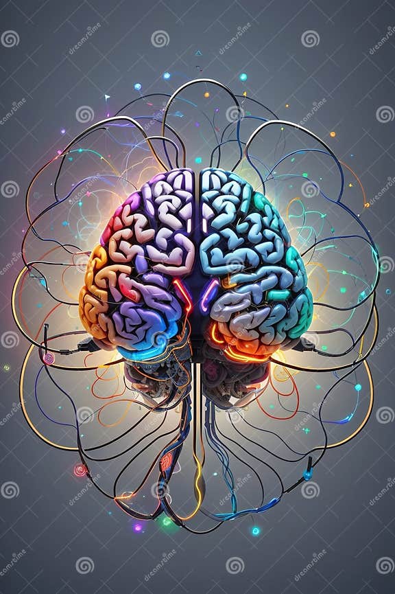 Stylized Brain Icon that S Surrounded by a Soft Glow Aura Stock ...