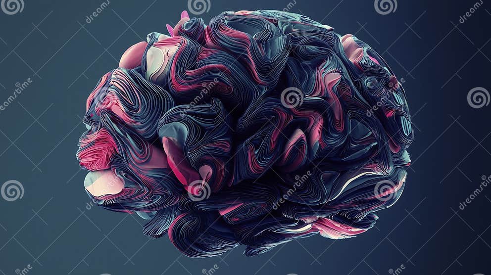 Stylized Brain Layers Representing Complex Thought Processes Digital Art Abstract Environment ...