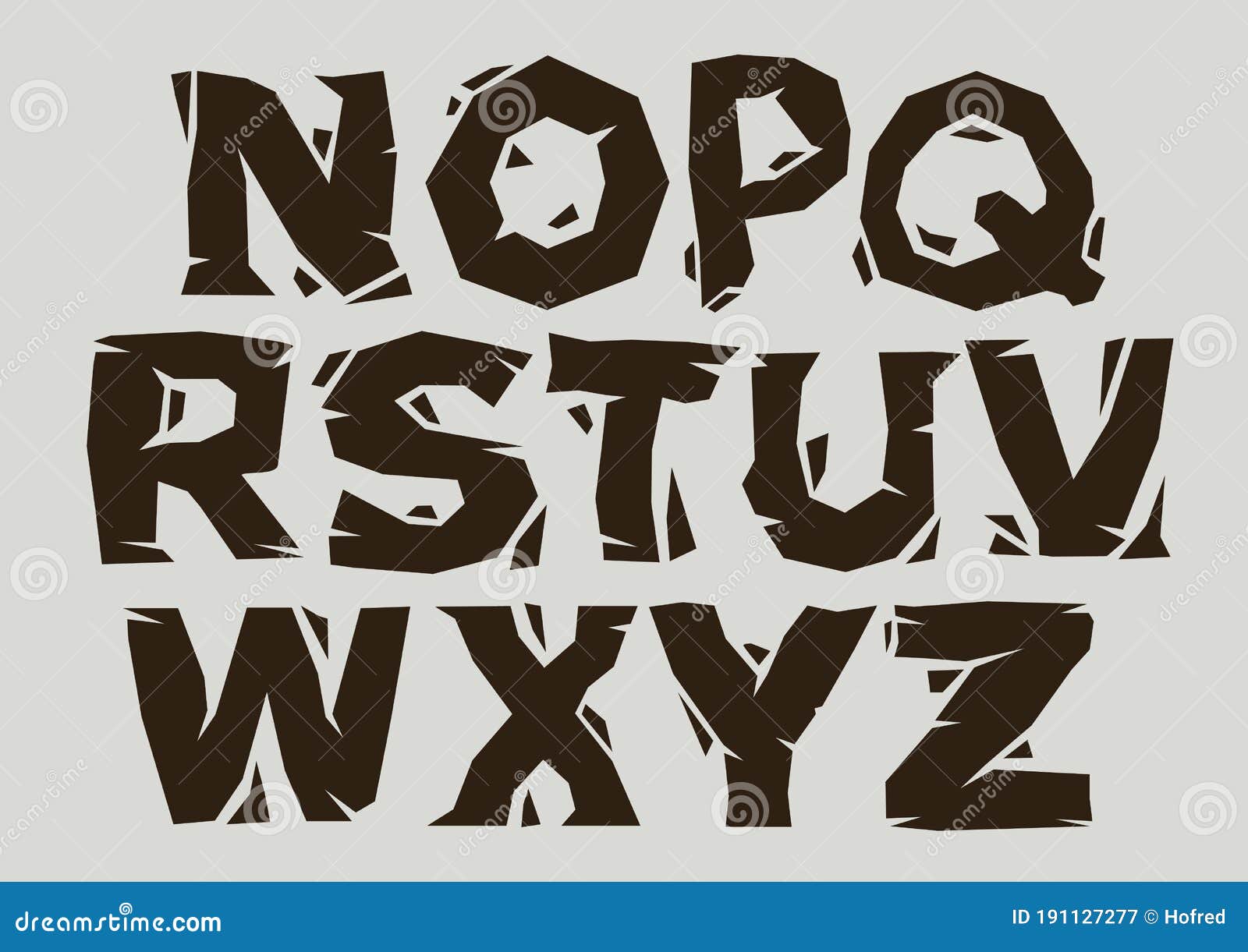 Stylized Broken Font and Alphabet of N To Z Stock Vector - Illustration ...