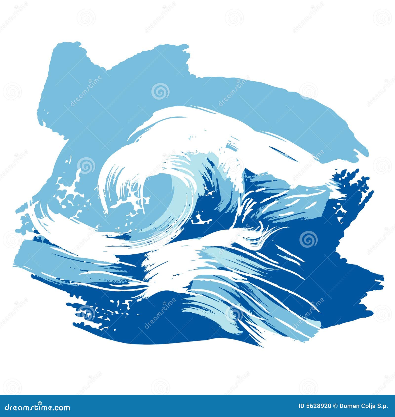 Stylized Brushed Ocean Waves Splash Stock Vector - Illustration of ...