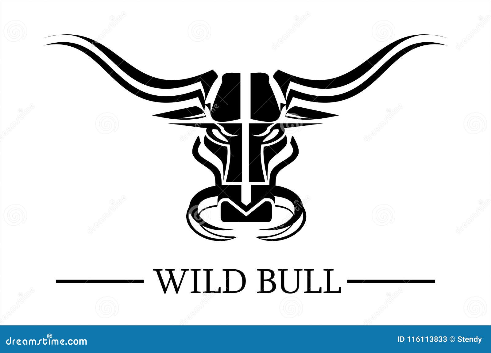 Stylized Bull Head, Tribal Bull Head Stock Vector - Illustration of ...