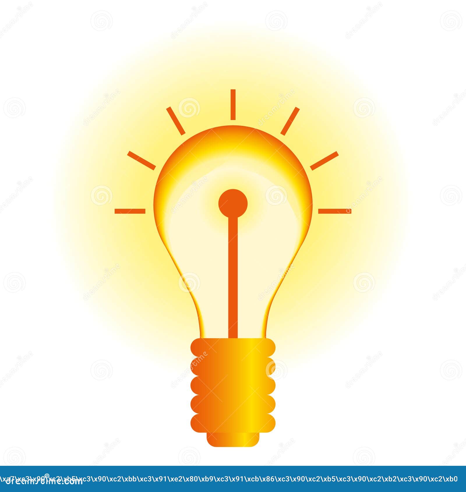 Stylized Burning Light Bulb with Gradient on a White Background Stock ...