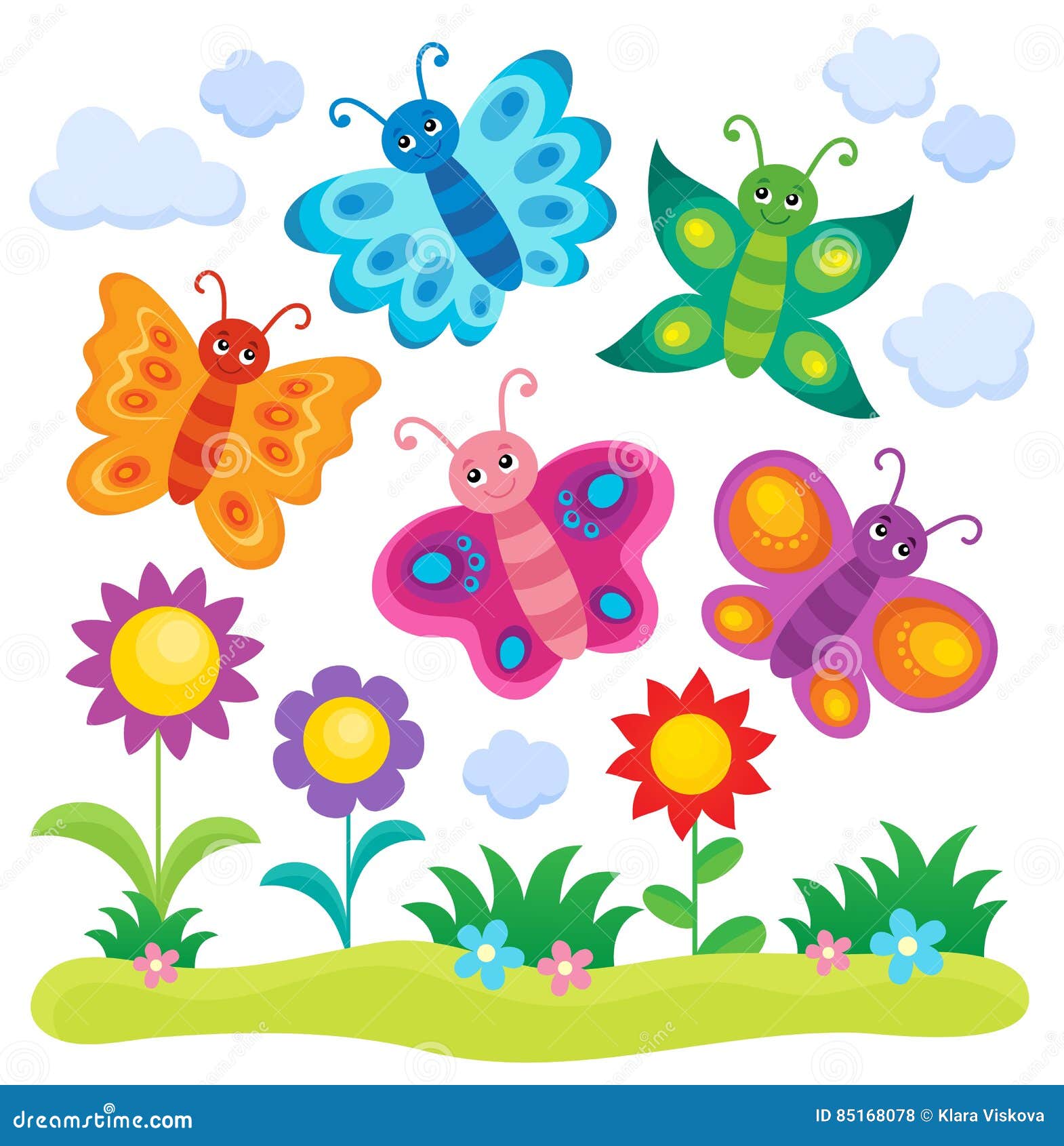 Stylized Butterflies Theme Image 1 Vector Illustration | CartoonDealer ...