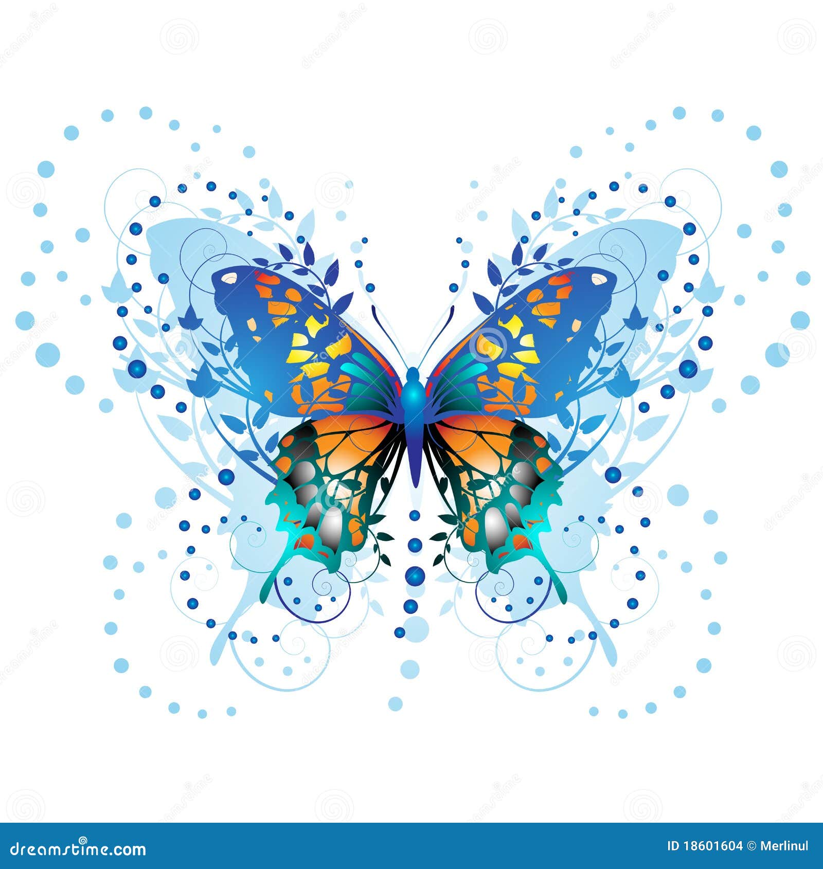 Stylized butterfly stock vector. Illustration of vine - 18601604